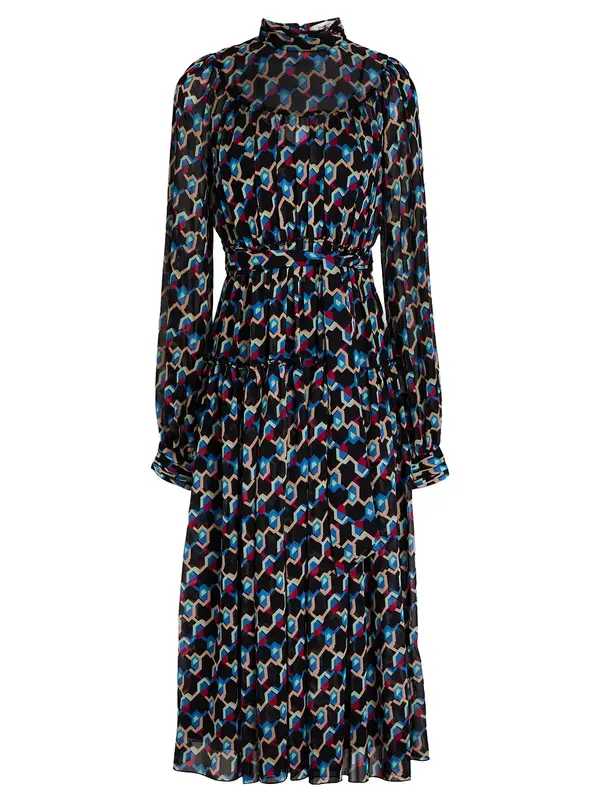 Diane Von Furstenberg Kent Printed Chiffon Midi Dress - Black