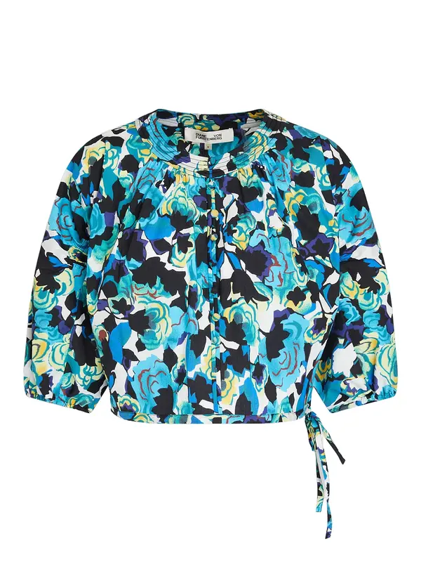 Diane Von Furstenberg Dario Cropped Top - Turquoise