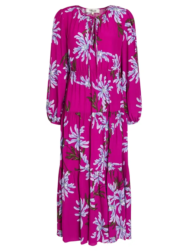 Diane Von Furstenberg Dominique Floral-print Crepe Midi Dress - Magenta