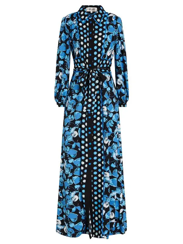 Diane Von Furstenberg Joshua Printed Crepe Maxi Dress - Light Blue