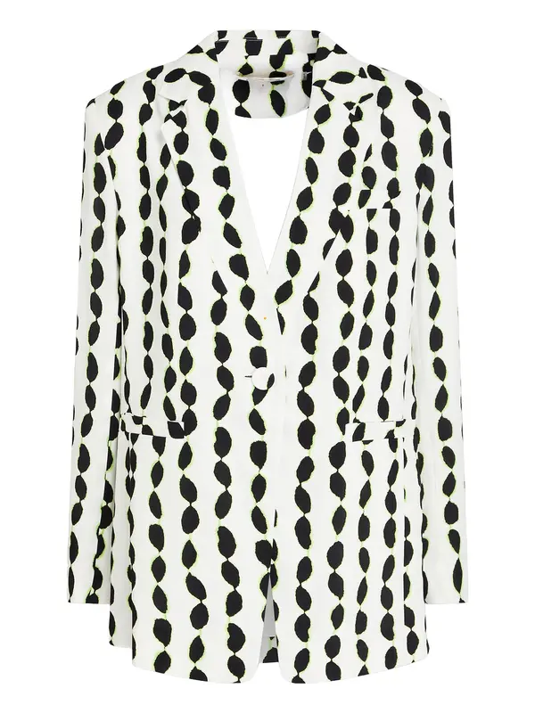 Diane Von Furstenberg Dalton Printed Crepe Blazer - White