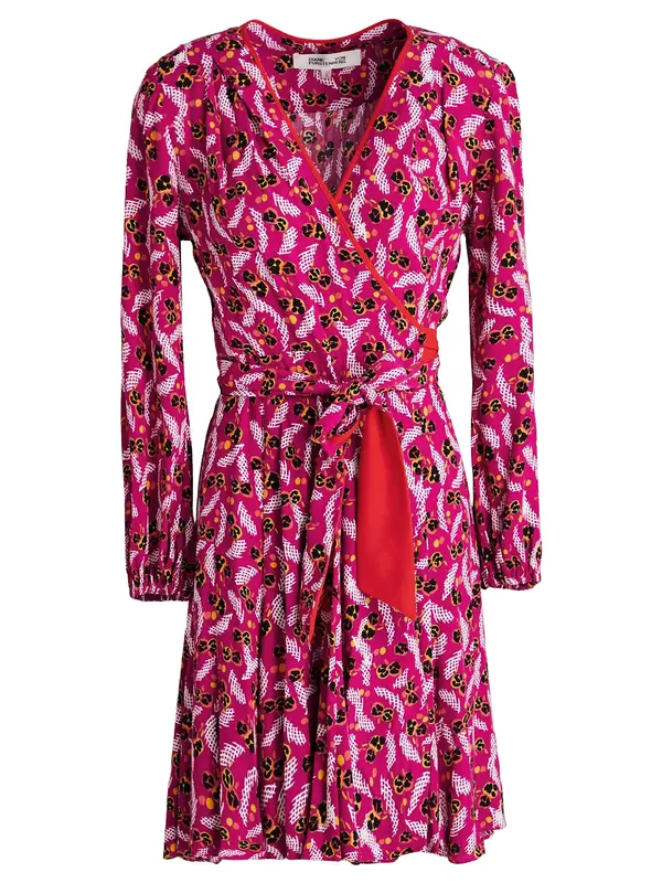 Diane Von Furstenberg Linsey Printed Mini Wrap Dress - Magenta