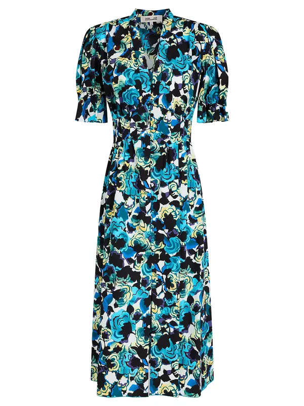 Diane Von Furstenberg Erica Printed Midi Dress - Turquoise