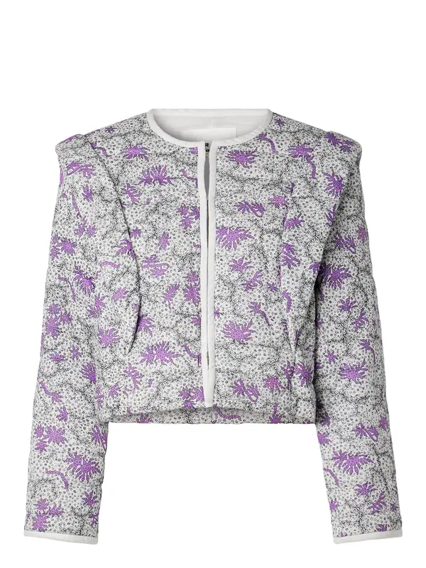 MARANT ETOILE Drew Convertible Printed Quilted Jacket - Ecru