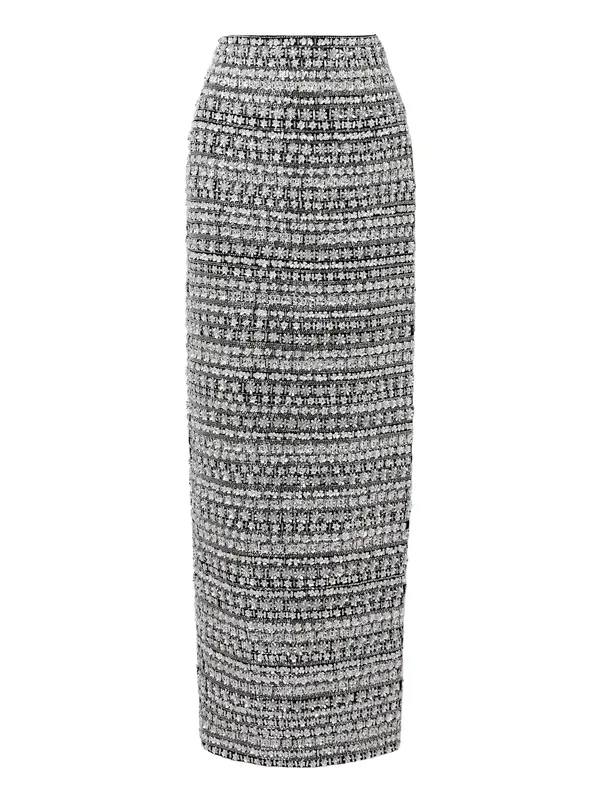 Carolina Herrera Embellished Crepe Maxi Skirt - Silver
