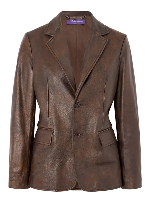 Ralph Lauren Tomasso Distressed Leather Blazer - Brown