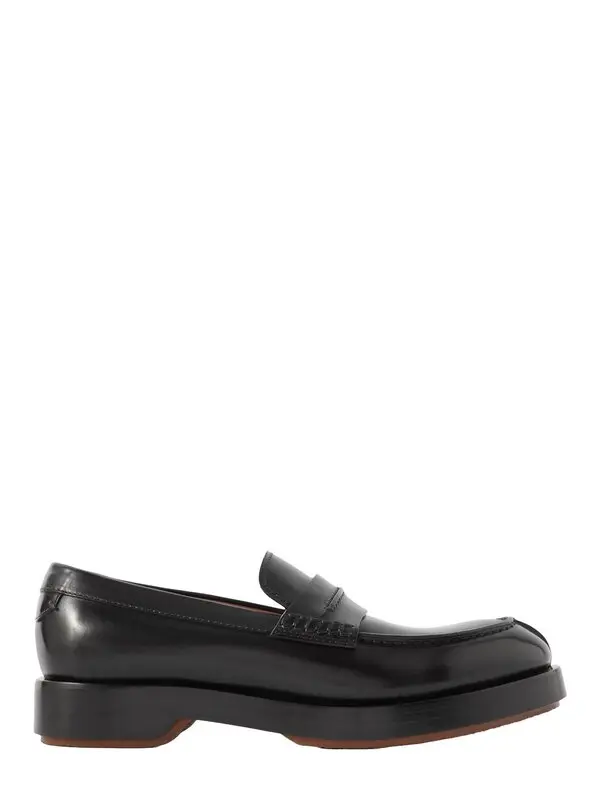 Zegna Udine Leather Penny Loafers - Black