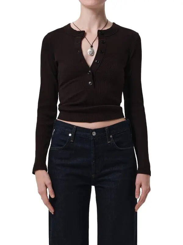 Citizens Of Humanity Varra Rib Henley - Chocolate Md D