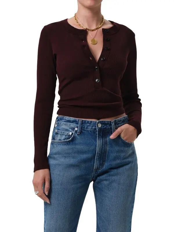 Citizens Of Humanity Varra Rib Henley - Mahogany