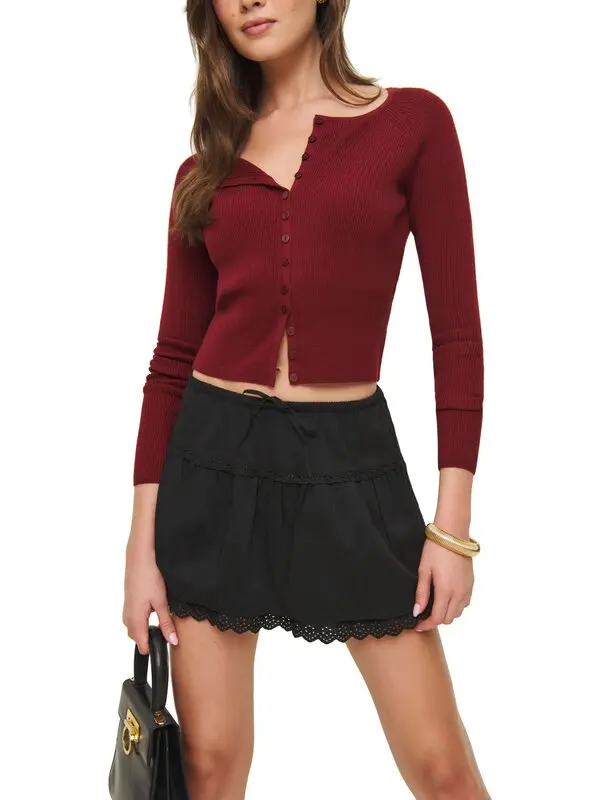 REFORMATION Mid-rise Mini Skirt With Lace Detailing - Black