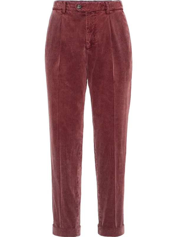 Brunello Cucinelli Corduroy Tapered Trousers - Red