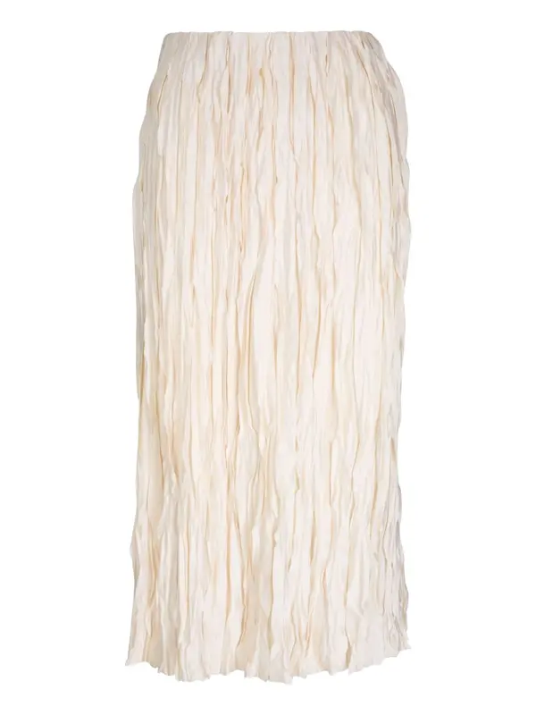 Vince Satin Pleated Midi Skirt - Neutrals