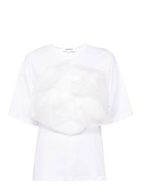 ENFOLD Floral-appliqué T-shirt - White