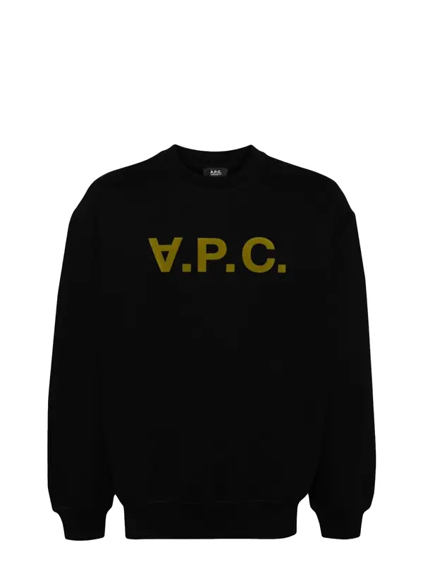 A.p.c. Devoré Effect Logo-print Round Neck Sweatshirt - Black