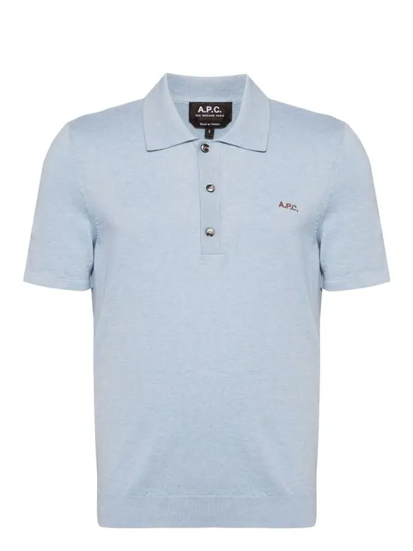 A.p.c. Logo-embroidered Polo Shirt - Blue