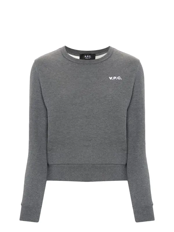 A.p.c. Flocked-logo Cotton Sweatshirt - Grey