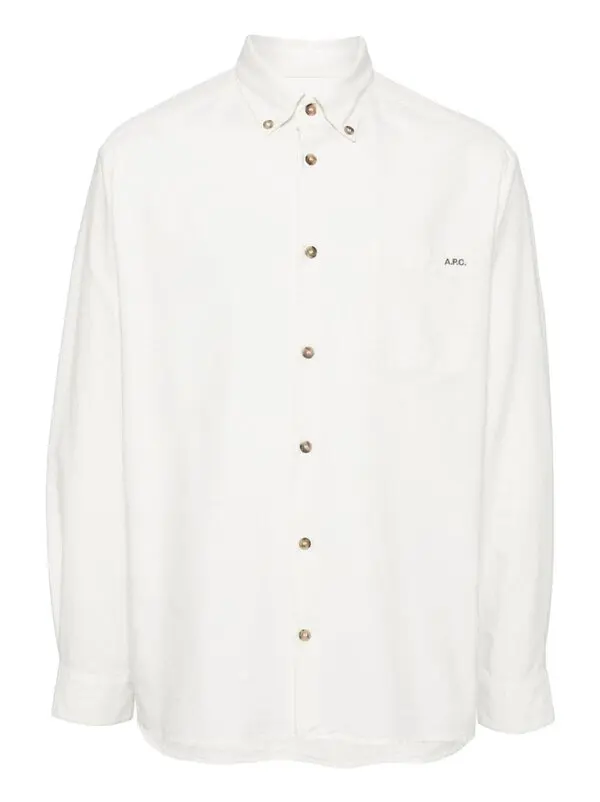 A.p.c. Logo-embroidered Organic Cotton Shirt - White