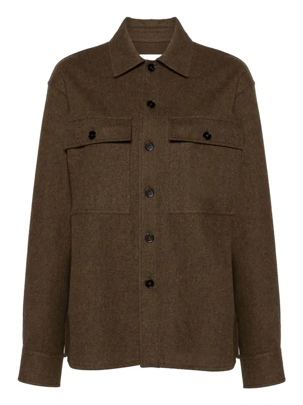 JIL SANDER Felted Wool Overshirt - Green