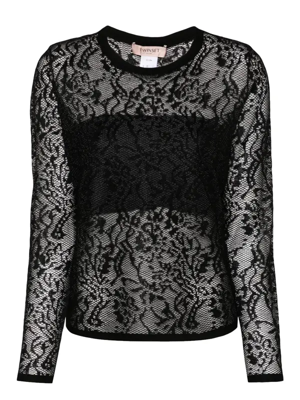 TWINSET Lace-effect Jacquard Top - Black