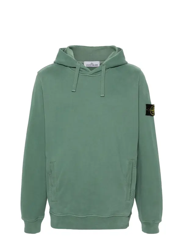 Stone Island Compass-patch Cotton Hoodie - Green
