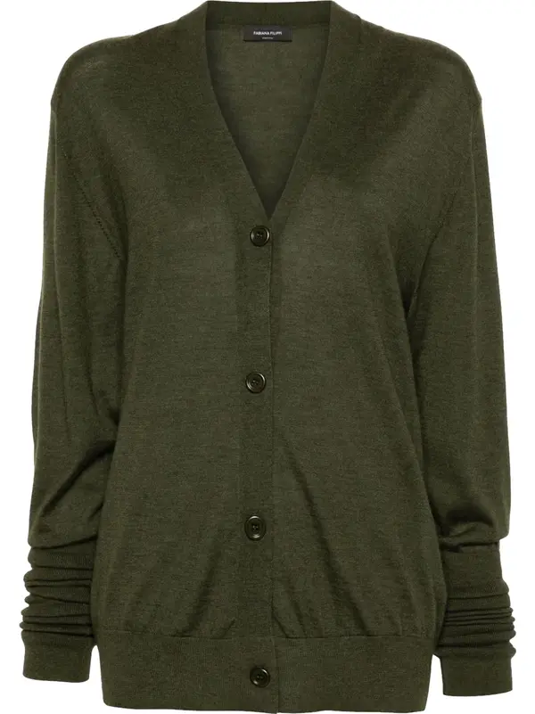 Fabiana Filippi V-neck Fine Knit Cardigan - Green