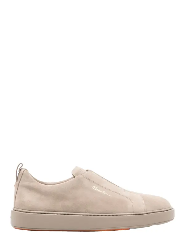 Santoni Suede Slip-on Sneakers - Neutrals
