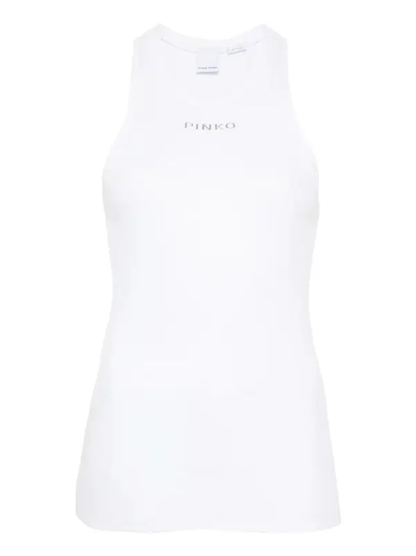 Pinko Logo Ribbed Tank Top - White