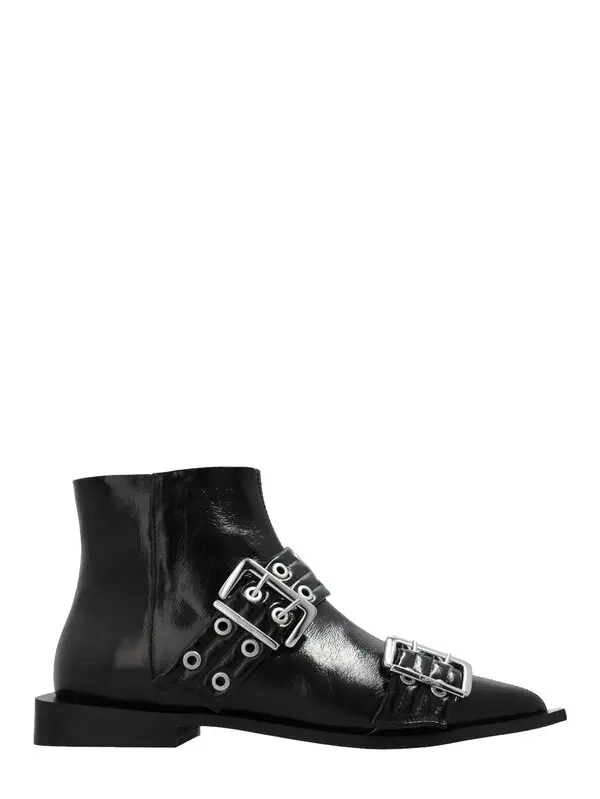 GANNI Eyelet-detailing Biker Boots - Black