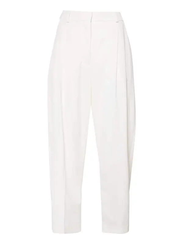 Stella McCartney Tapered-leg Cropped Wool Trousers - Neutrals