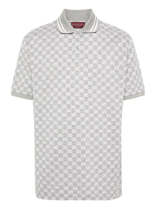 Gucci Gg Jacquard Polo Shirt - Grey
