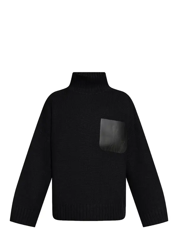 JW Anderson Leather-pocket High-neck Sweater - Black