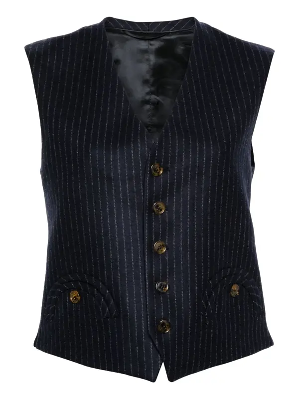 BLAZÉ MILANO Pinstripe Melton Waistcoat - Blue