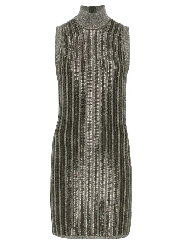 TOM FORD Metallic-threading Ribbed Mini Dress - Green