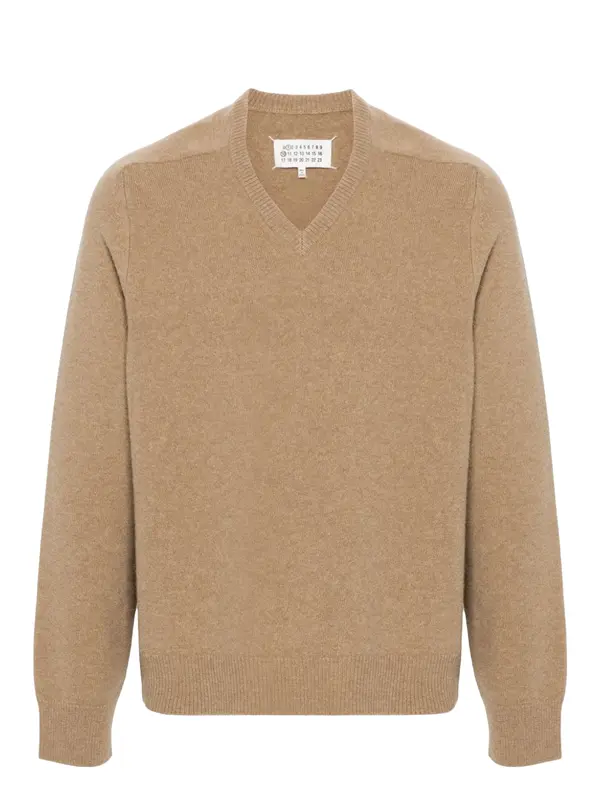 MAISON MARGIELA V-neck Wool Jumper - Neutrals