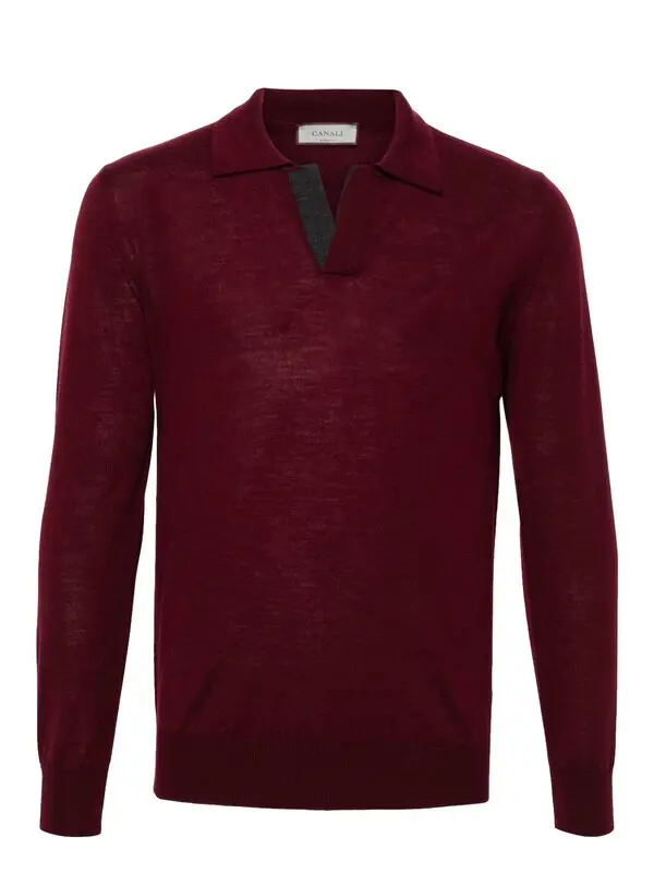 Canali Merino Wool Polo Shirt - Red