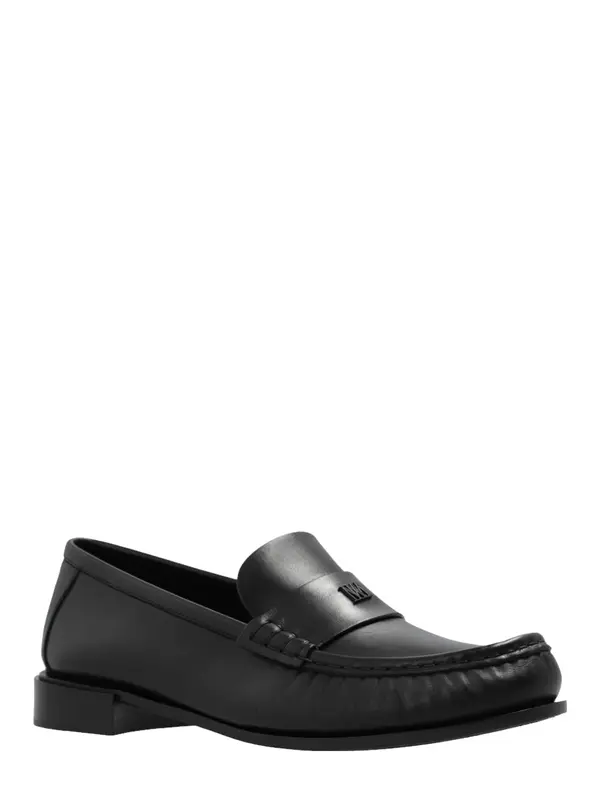 Max Mara Logo-appliqué Leather Loafers - Black
