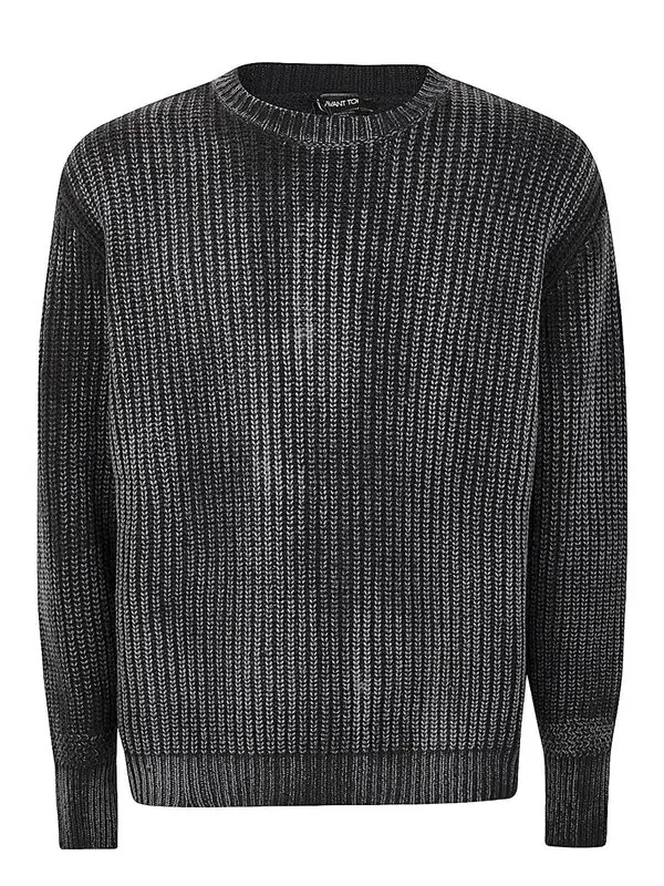 Avant Toi Tonal Effect Ribbed Pullover - Black