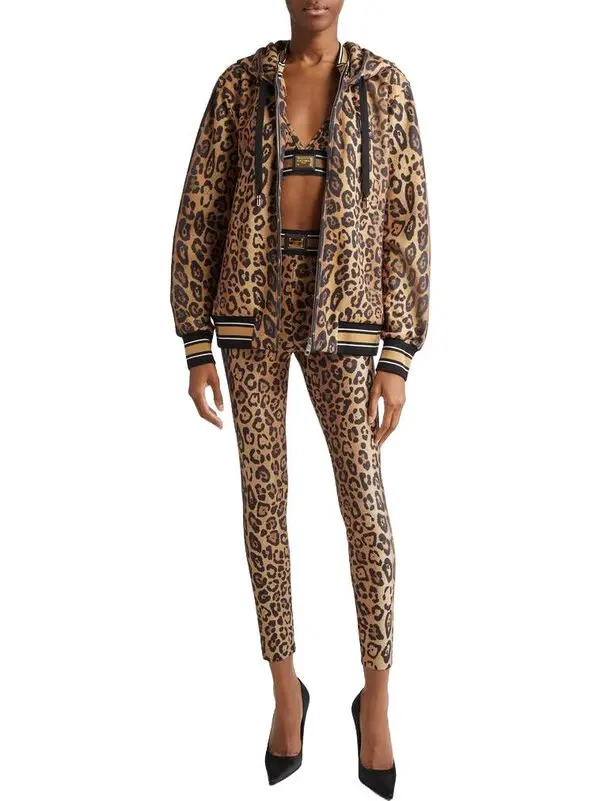Dolce & Gabbana Interlock Print Zip Hoodie - Leopard