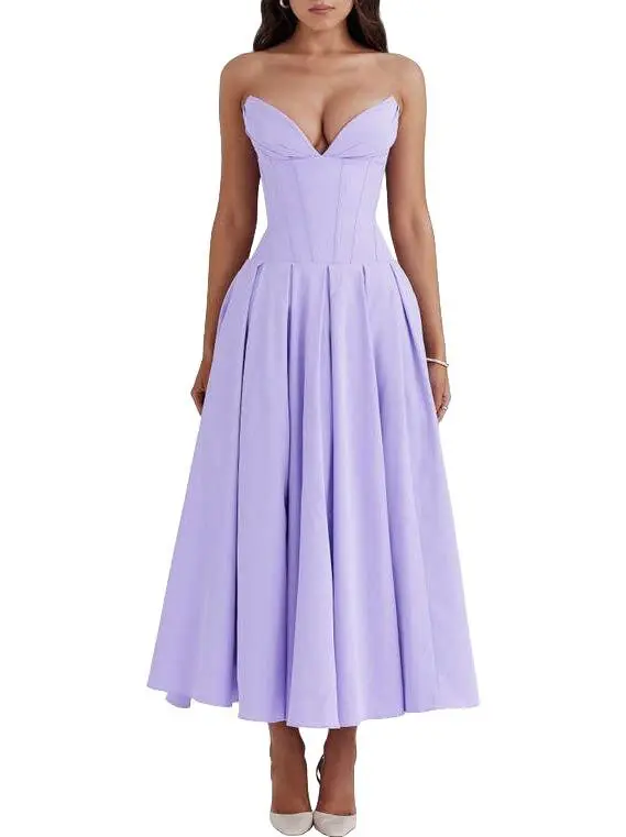 House Of Cb Strapless Cocktail Dress - Pastel Lilac
