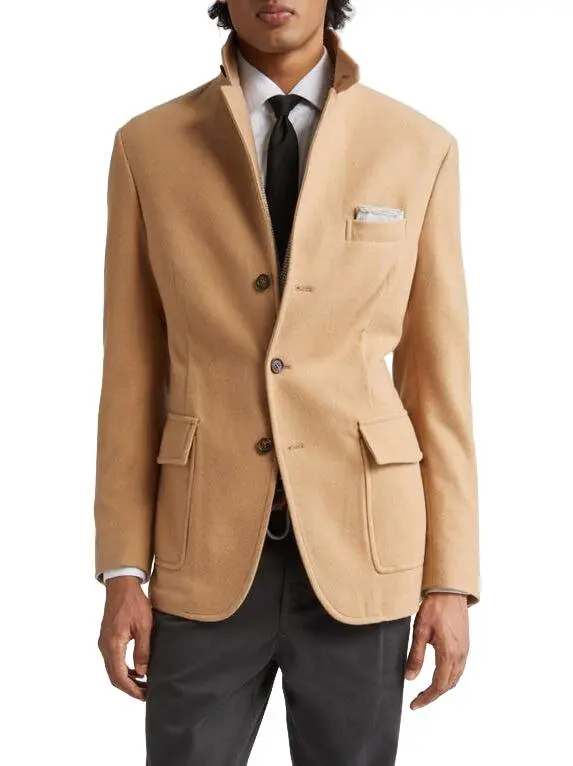 Eleventy Single-breasted Wool Knit Sport Coat - Camel