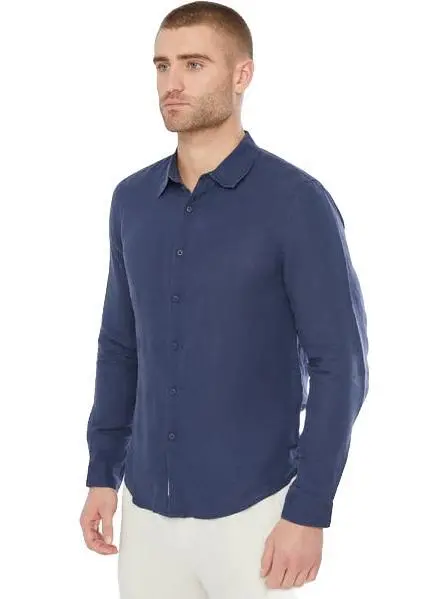 Onia Air Linen Long Sleeve Shirt - Deep Navy