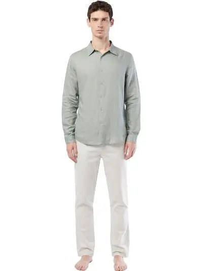 Onia Air Linen Long Sleeve Shirt - Sage