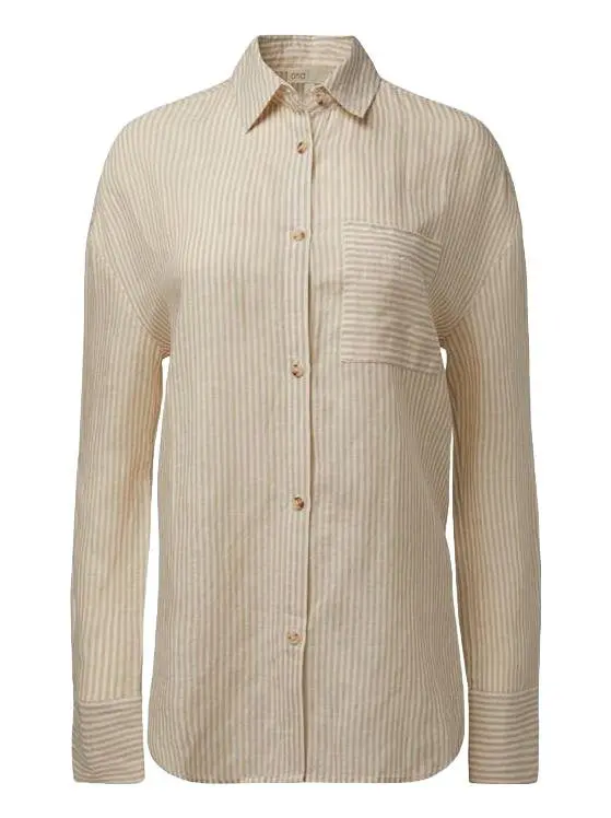 Onia Air Linen Boyfriend Shirt - Jute/white