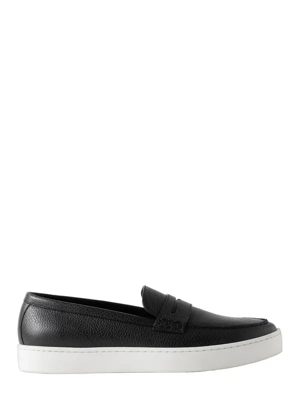 Manolo Blahnik Ellis Full-grain Leather Penny Loafers - Black