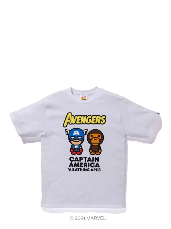 A BATHING APE X Marvel Comics Milo Captain America Tee Shirt - White