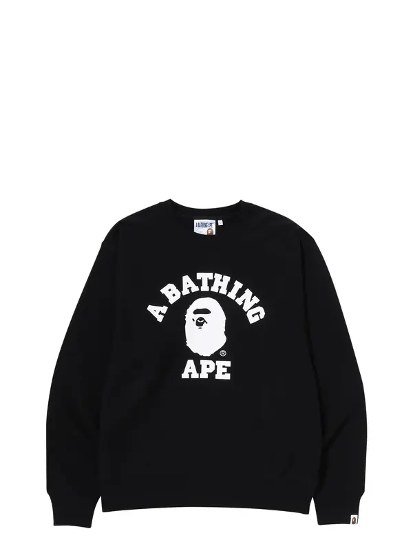 A BATHING APE College Relaxed Fit Crewneck - Black