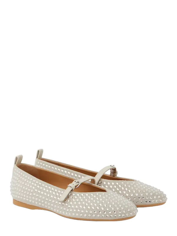 JW Anderson Embellished Suede Ballet Flats - Beige