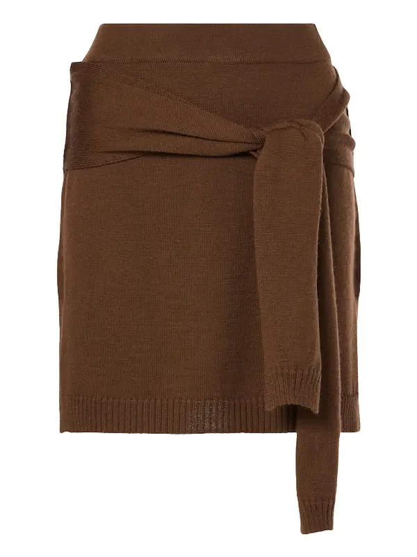 LEMAIRE Trompe L'oeil Wool-blend Miniskirt - Brown