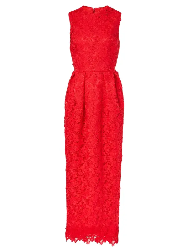 Safiyaa Alani Lace Midi Dress - Red