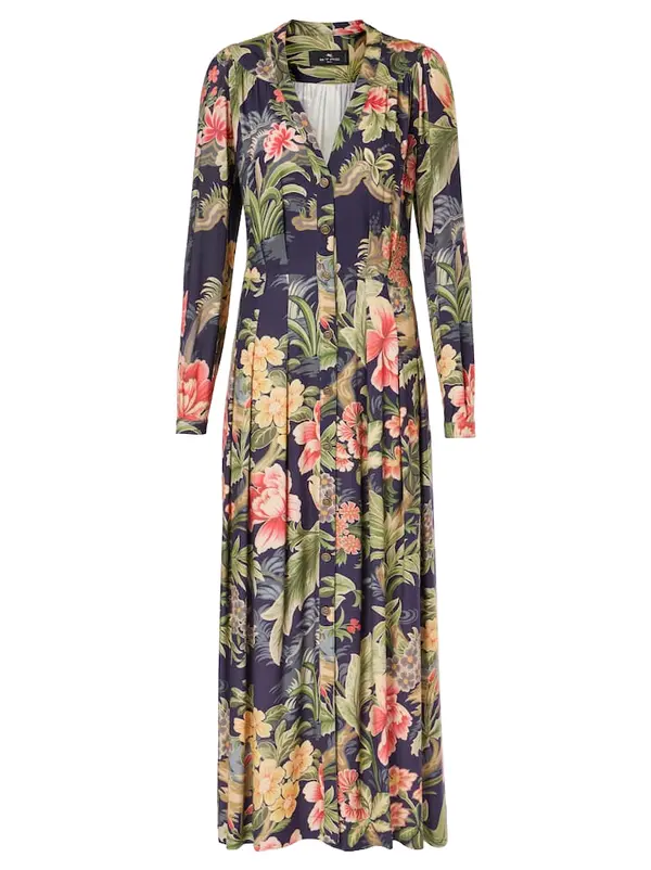 Etro Jersey And Fil Coupé Jacquard Maxi Dress - Multicoloured